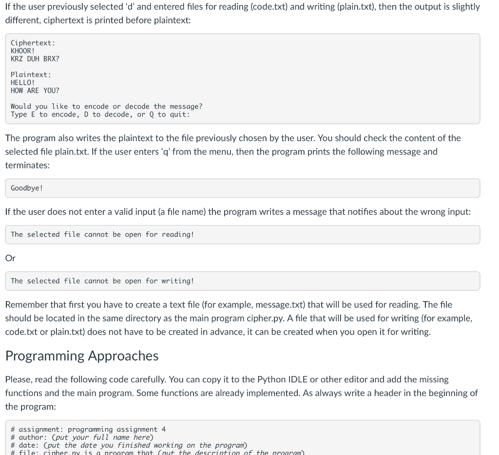 Solved Instructions (You Must Read Everything!!!) Caesar | Chegg.com
