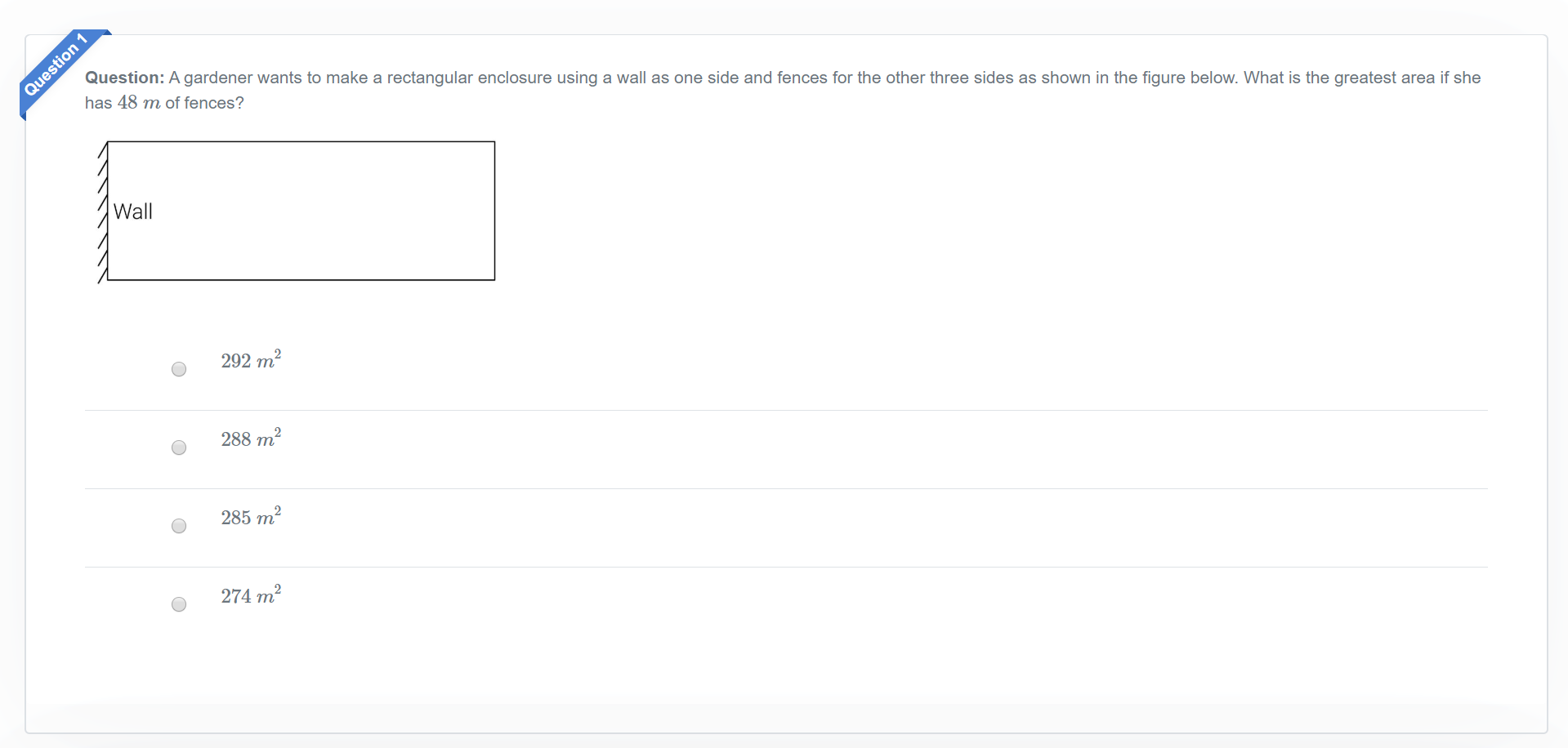 Solved Question 1 Question: A gardener wants to make a | Chegg.com