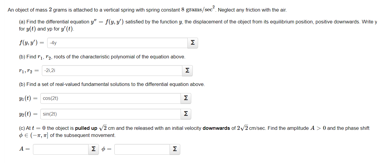 Solved An object of mass 2 grams is attached to a vertical | Chegg.com