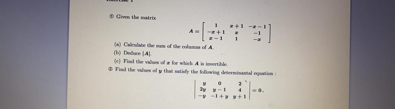 Solved Given the matrix A= 1 -2+1 2-1 2+1 -2-1 -1 1 (a) | Chegg.com