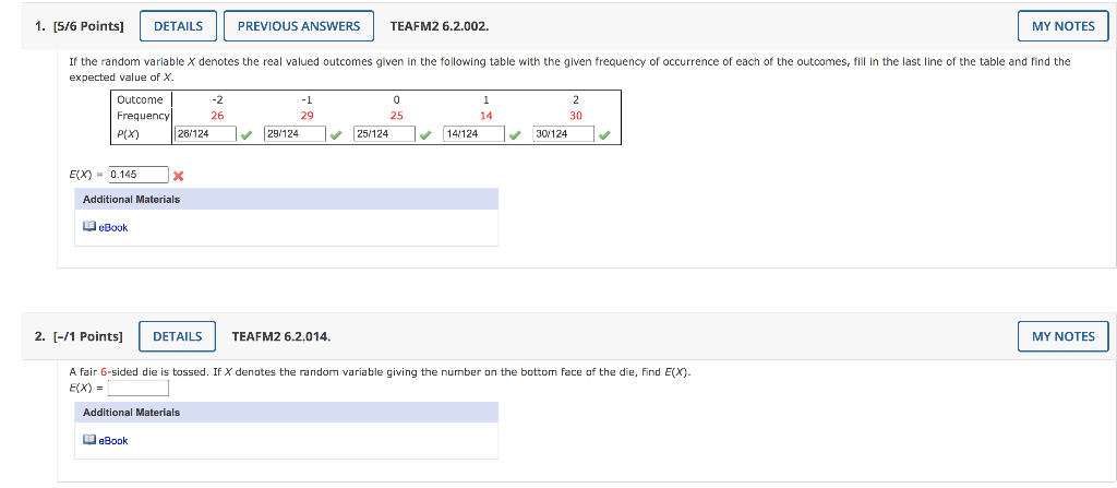 Solved 1. [5/6 Points] DETAILS PREVIOUS ANSWERS TEAFM2 | Chegg.com