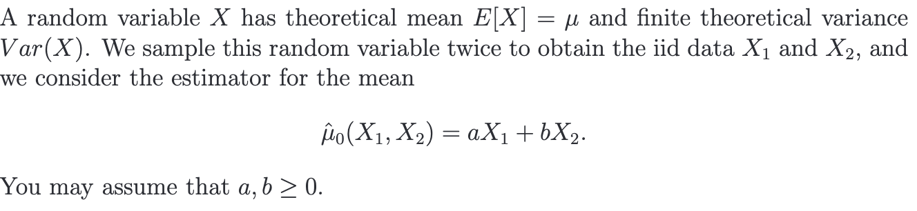 Solved A random variable X has theoretical mean E[X]=μ and | Chegg.com