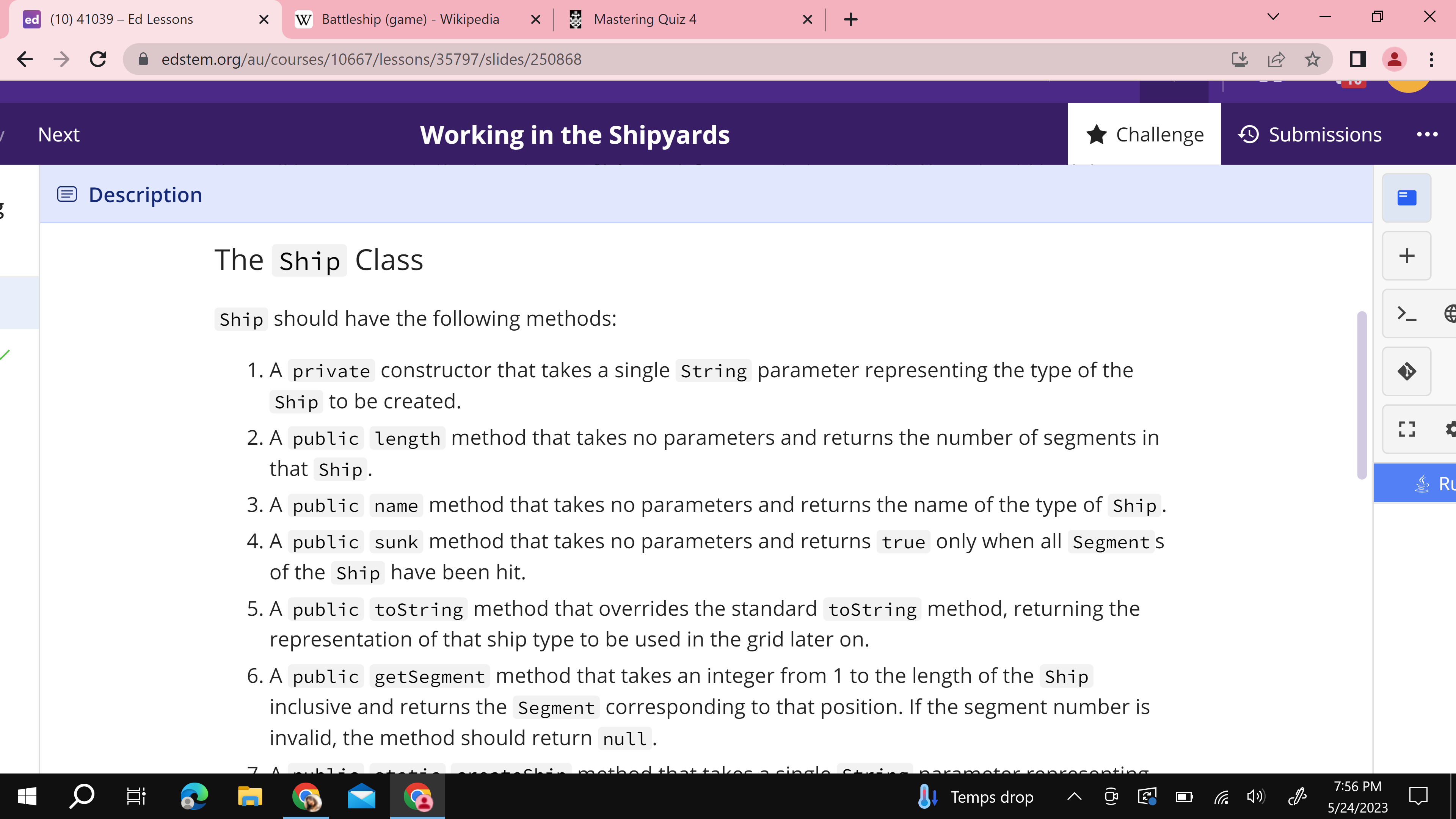 Solved Working in the Shipyards Ships and Segments For the | Chegg.com