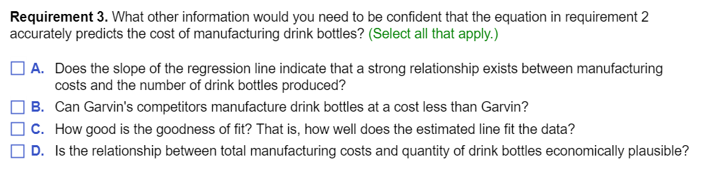 Garvin Corporation manufactures a drink bottle, model | Chegg.com