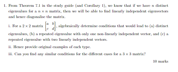 Solved 1. From Theorem 7.1 in the study guide (and Corollary | Chegg.com