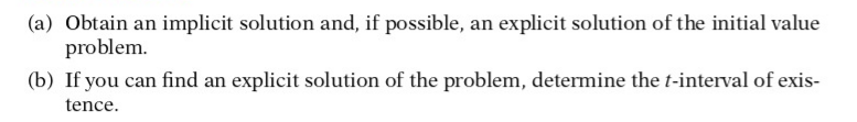 Solved (a) Obtain an implicit solution and, if possible, an | Chegg.com