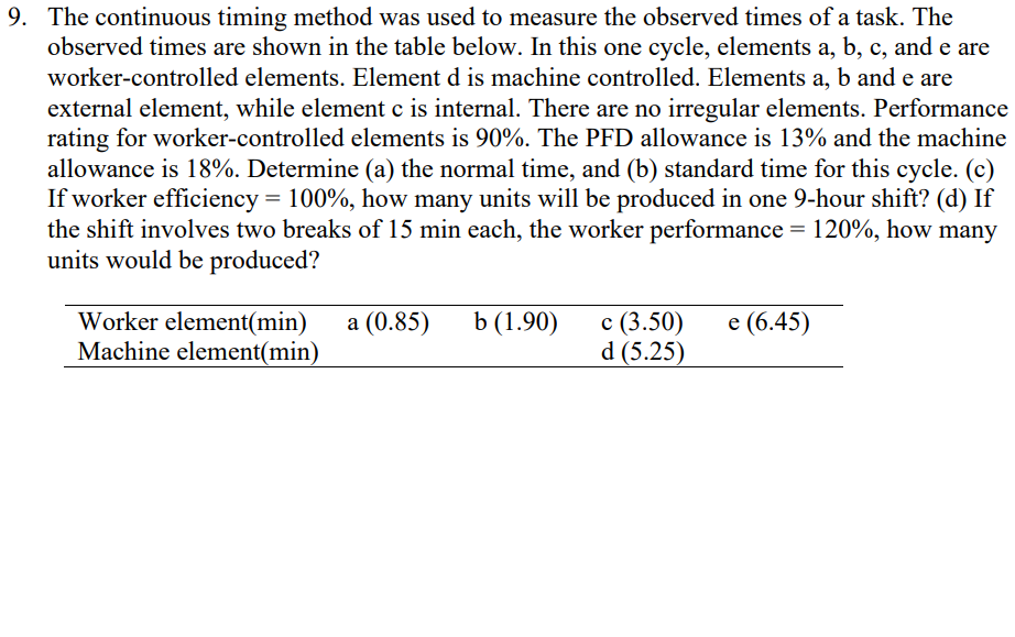 Solved 9. The continuous timing method was used to measure | Chegg.com