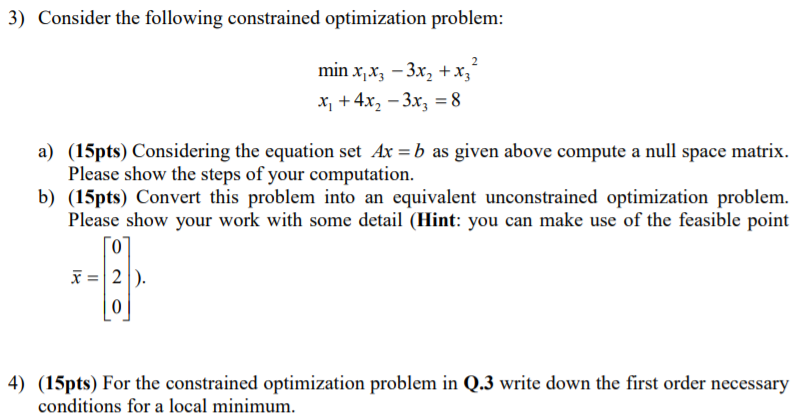 3) Consider the following constrained optimization | Chegg.com