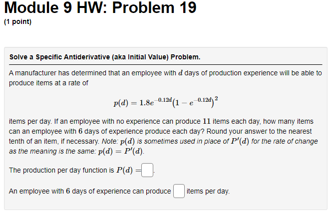 Solved Module 9 HW: Problem 19 (1 point) Solve a Specific | Chegg.com