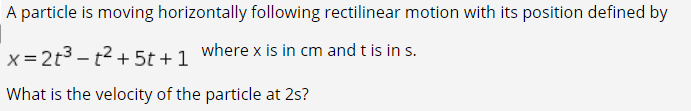 Solved A particle is moving horizontally following | Chegg.com