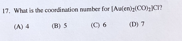Solved 17. What is the coordination number for | Chegg.com