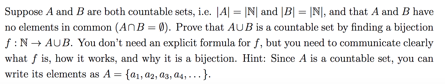 Solved = = Suppose A and B are both countable sets, i.e. |A| | Chegg.com