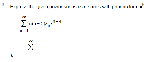 Solved 3. Express the given power series as a series with | Chegg.com