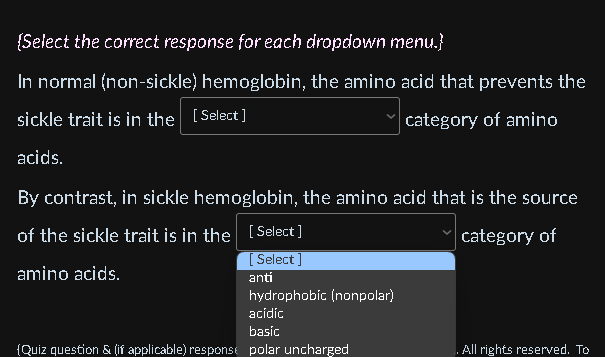 Solved [Select the correct response for each dropdown | Chegg.com