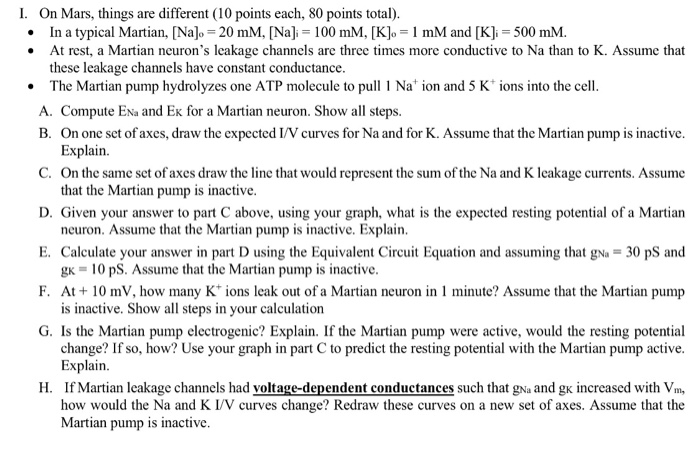 Solved I. On Mars, things are different (10 points each, 80 | Chegg.com