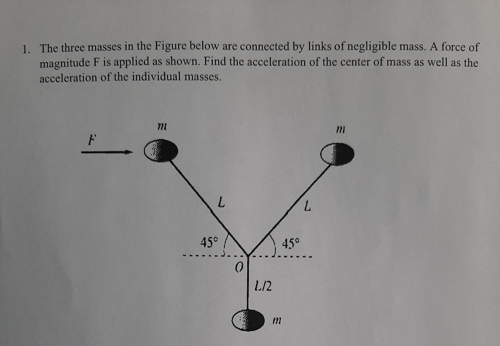 Solved 1. The three masses in the Figure below are connected | Chegg.com