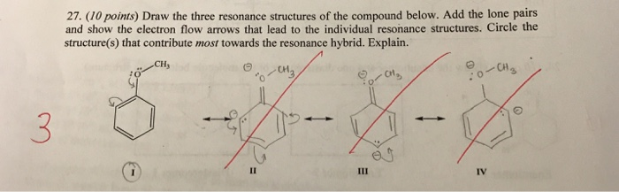 Solved 27. (10 points) Draw the three resonance structures | Chegg.com