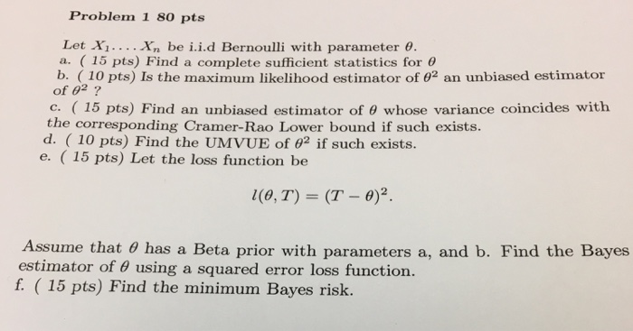 Solved Let X_1.... X_n be i.i.d Bernoulli with parameter | Chegg.com