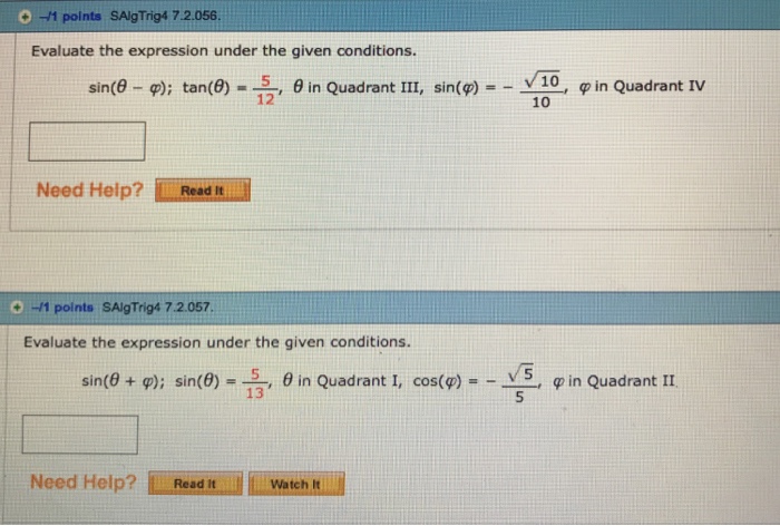 Solved Evaluate the expression under the given conditions. | Chegg.com