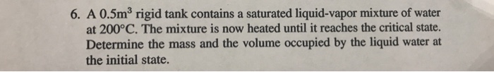 Solved 6. A 0.5m3 rigid tank contains a saturated | Chegg.com
