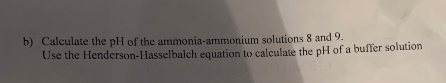 Solved calculate the pH of the ammonia-ammonium solutions 8 | Chegg.com
