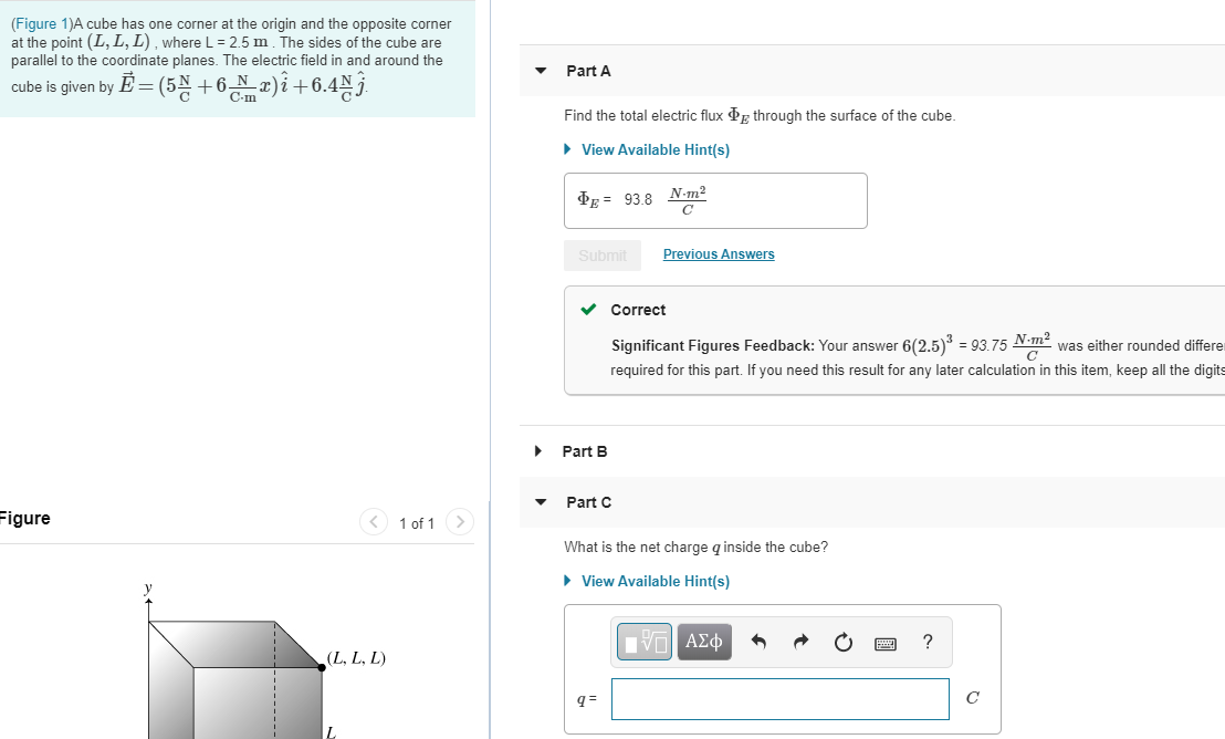 Solved Figure 1 A Cube Has One Corner At The Origin And The