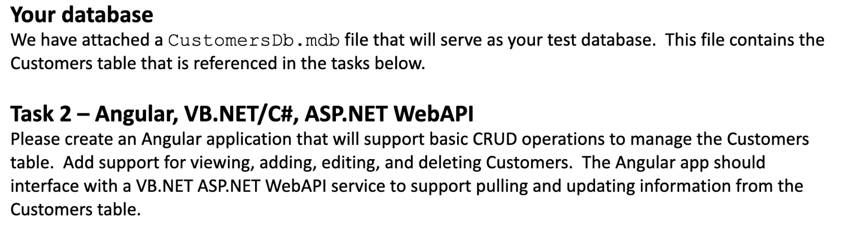 Solved Your database We have attached a CustomersDb.mdb file | Chegg.com