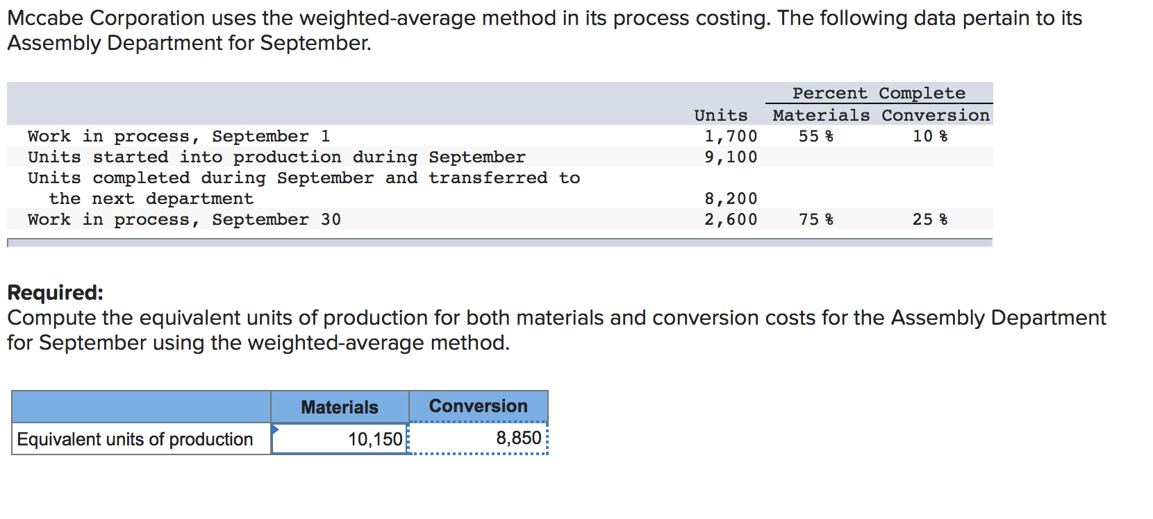 Solved Process Costing Weighted Average Method Equiva - vrogue.co Solved Process Costing Weighted Average Method Equiva - vrogue.co