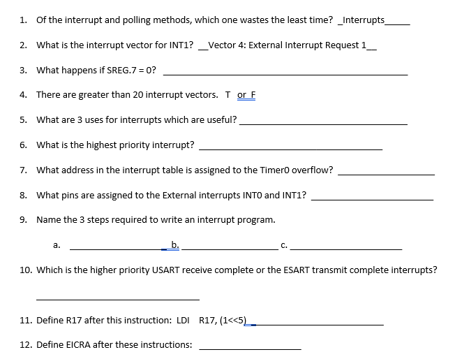 Solved 1. Of the interrupt and polling methods, which one | Chegg.com