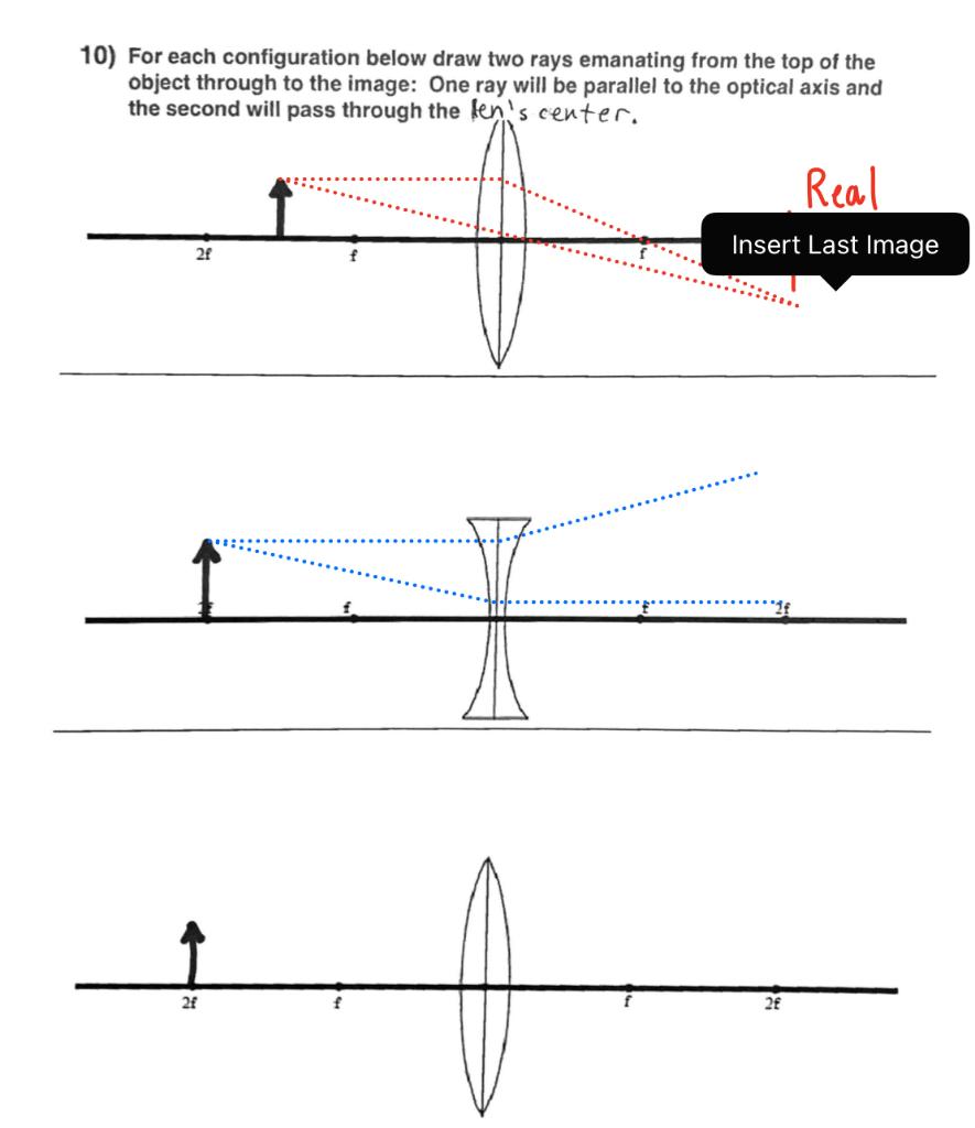 Solved 10) For each configuration below draw two rays | Chegg.com