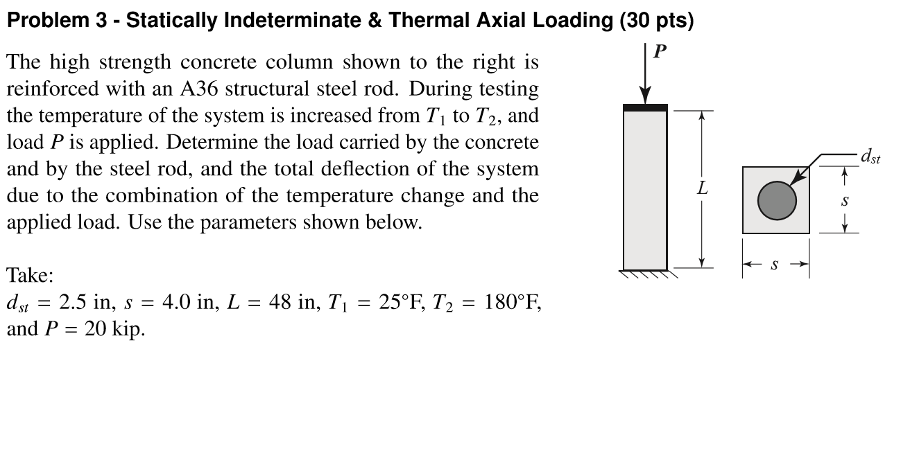 Problem 3 - Statically Indeterminate & Thermal Axial | Chegg.com