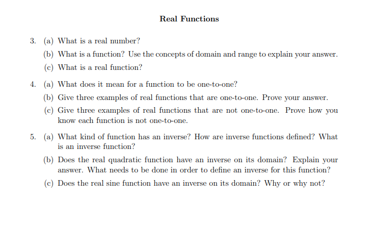 Solved 3. (a) What is a real number? (b) What is a function? | Chegg.com