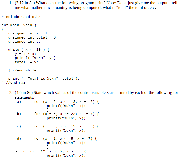 Solved 1. (3.12 in 8e) What does the following program | Chegg.com