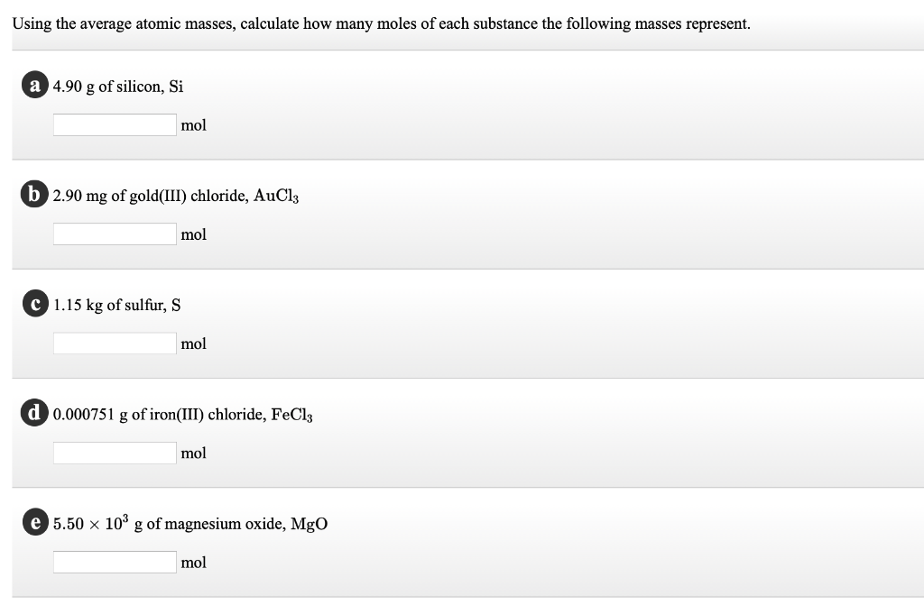 Solved Using the average atomic masses, calculate how many | Chegg.com