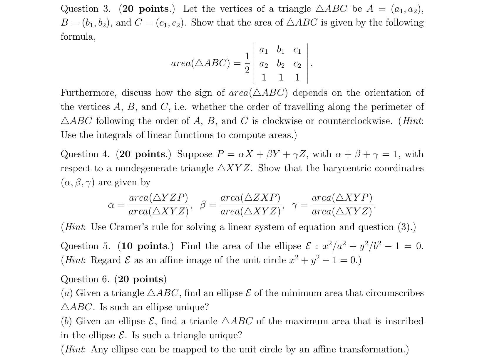 Solved Question 3. (20 points.) Let the vertices of a | Chegg.com