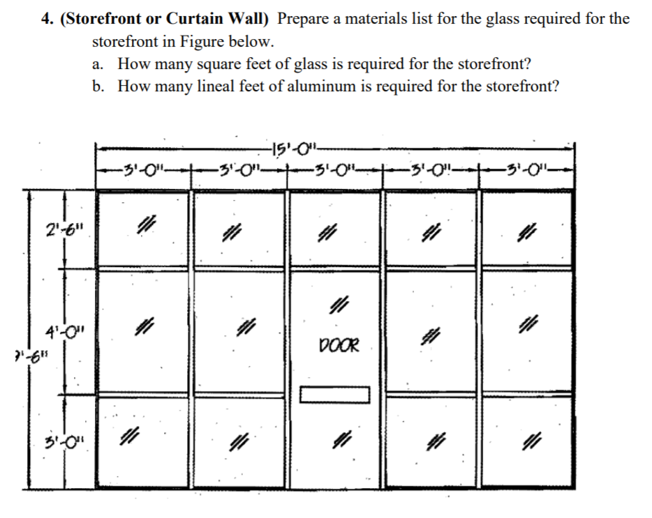 Solved 4. (Storefront or Curtain Wall) Prepare a materials | Chegg.com
