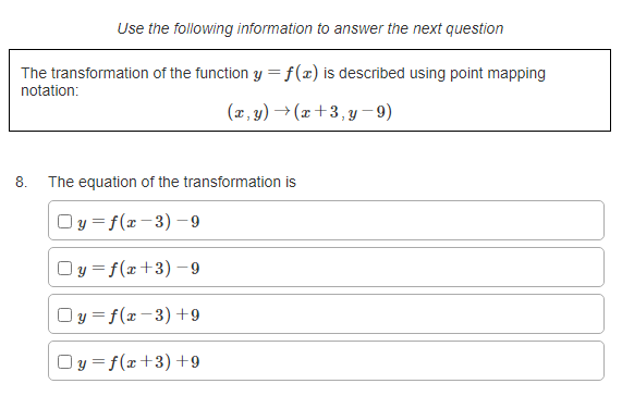 Solved The transformation of the function y=f(x) is | Chegg.com
