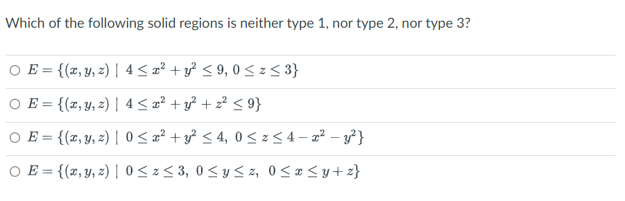 Solved Which of the following solid regions is neither type | Chegg.com