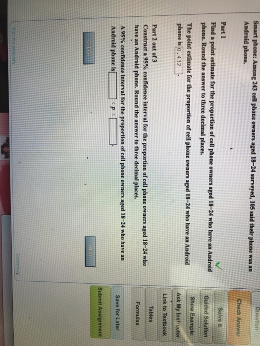 Solved Smart phone: Among 243 cell phone owners aged 18-24 | Chegg.com
