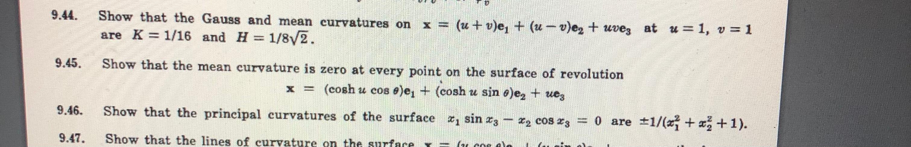 Solved 9.44. Show that the Gauss and mean curvatures on are | Chegg.com Solved 9.44. Show that the Gauss and mean curvatures on are | Chegg.com
