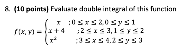 Solved (10 ﻿points) ﻿Evaluate double integral of this | Chegg.com