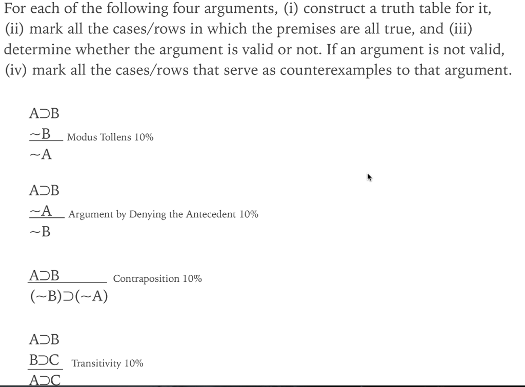 For each of the following four arguments, (i) | Chegg.com