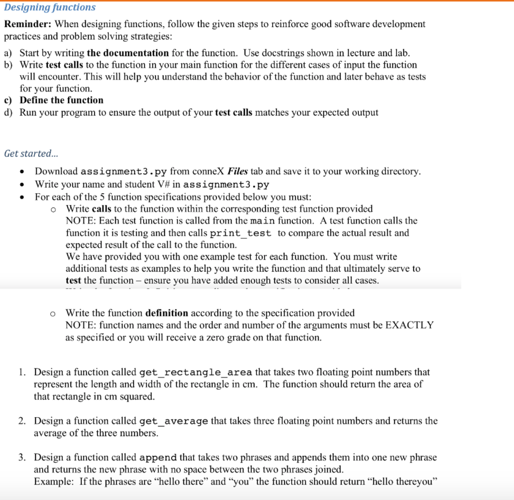 Solved Designing functions Reminder: When designing | Chegg.com
