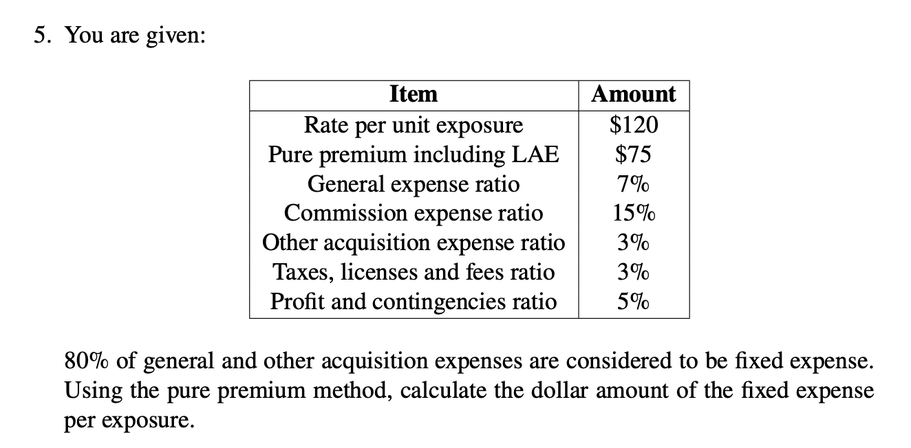 Solved 5. You are given: 80% of general and other | Chegg.com