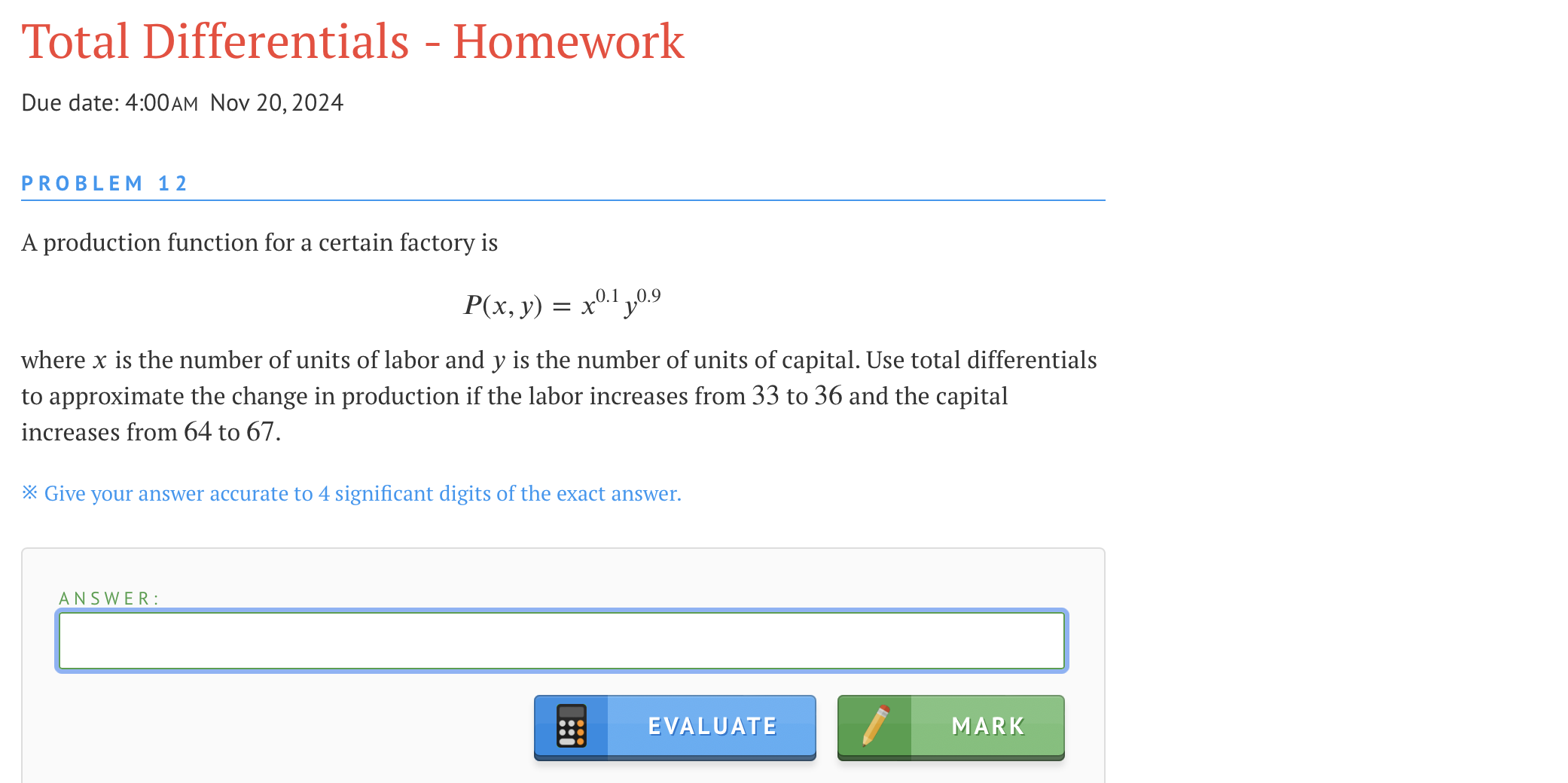 Solved Total Differentials - ﻿HomeworkDue date: 4:00AM Nov | Chegg.com