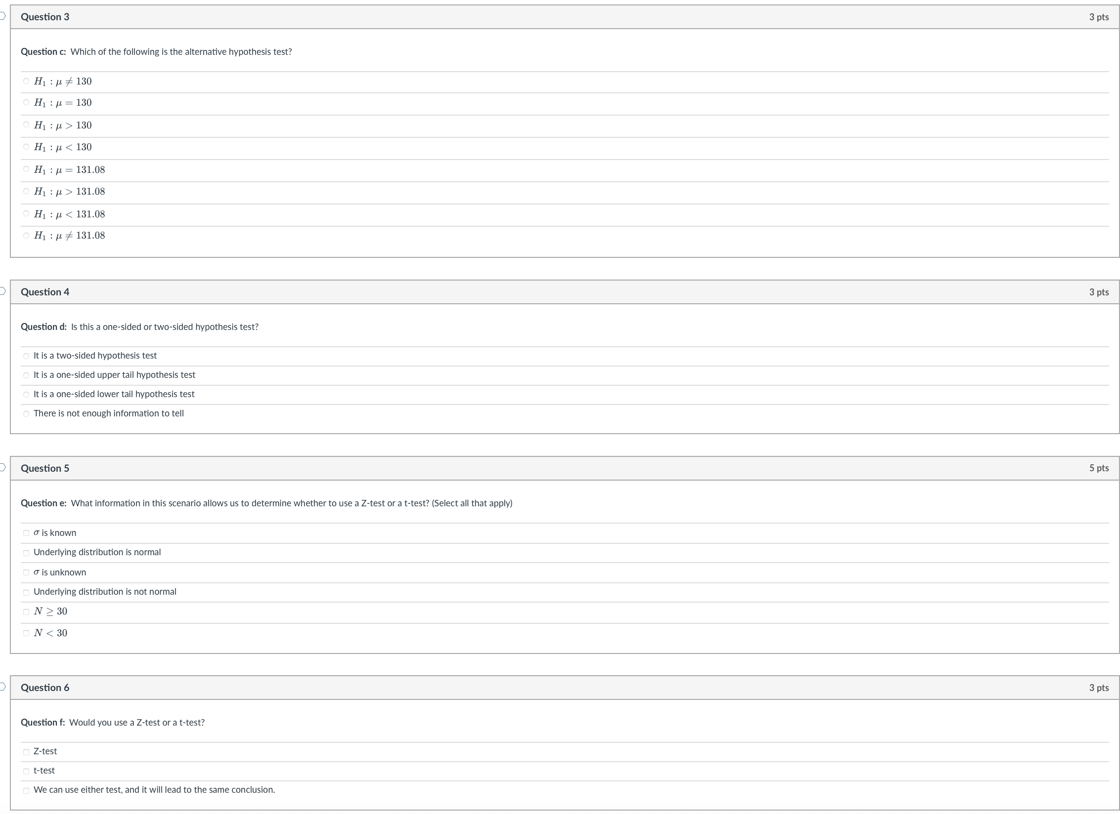Solved Question 3 3 pts Question c: Which of the following | Chegg.com