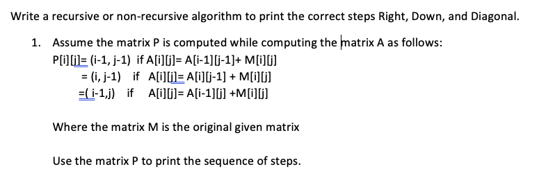 Write a recursive or non-recursive algorithm to print | Chegg.com