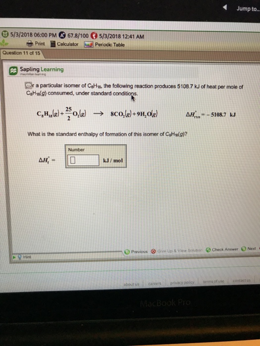 Solved For a particular isomer of C8H16 the following | Chegg.com