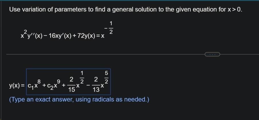 Solved Find Yh and Yp using variation of parameters method. | Chegg.com