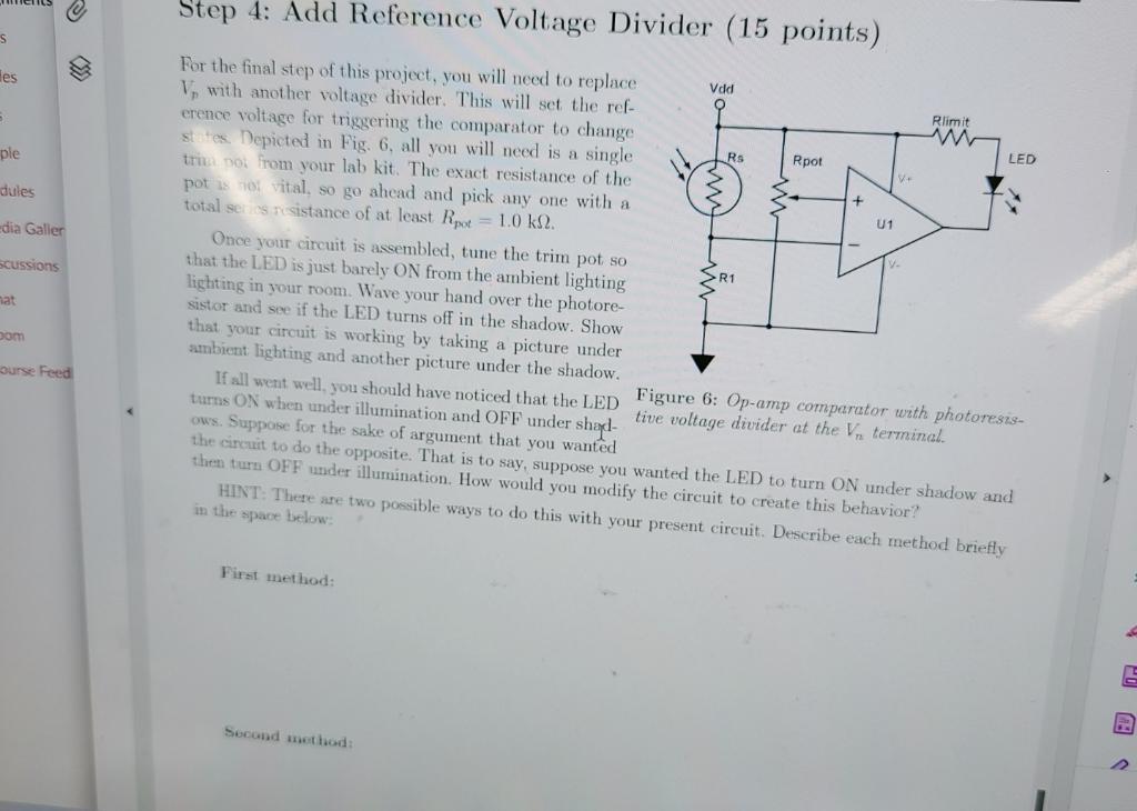 Solved Step 4: Add Reference Voltage Divider ( 15 points) | Chegg.com